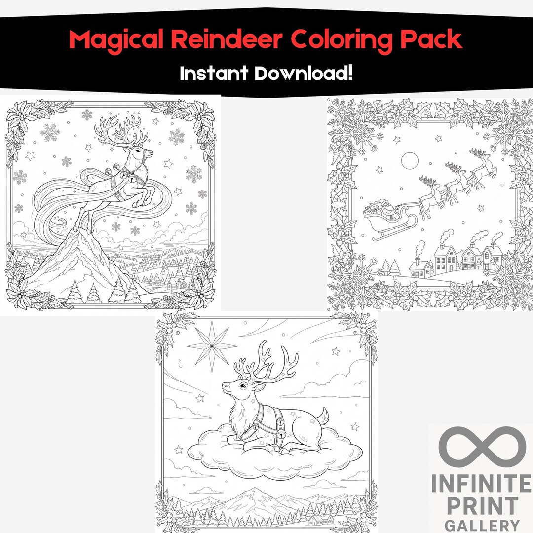 Magical Reindeer Coloring Pages | 10 Christmas Printable Sheets for ...