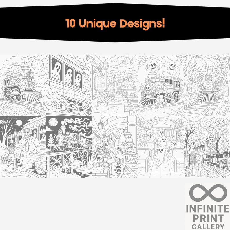Ghost Train Coloring Pages | Haunted Railways & Spooky Stations ...