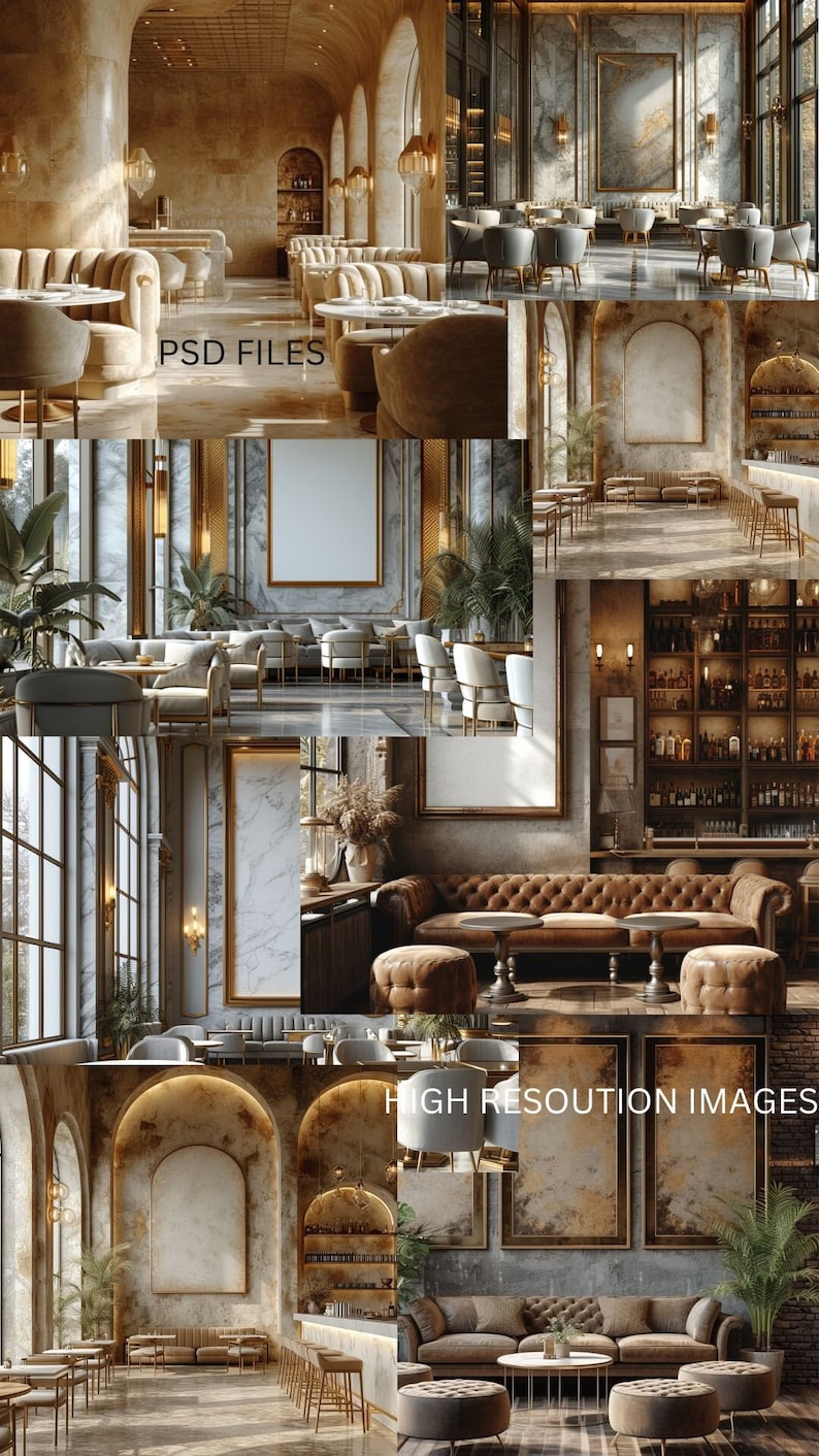 24 High Res Mockups / Luxury Restaurant Mock Ups / Frame Mockup ...
