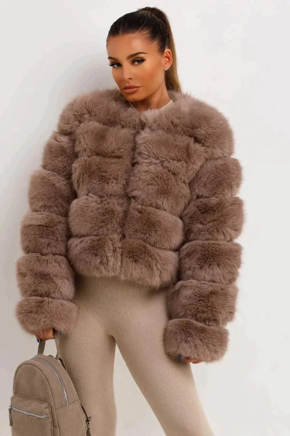 Cropped Faux Fur Winter Coat, Short Furry Jacket - Etsy