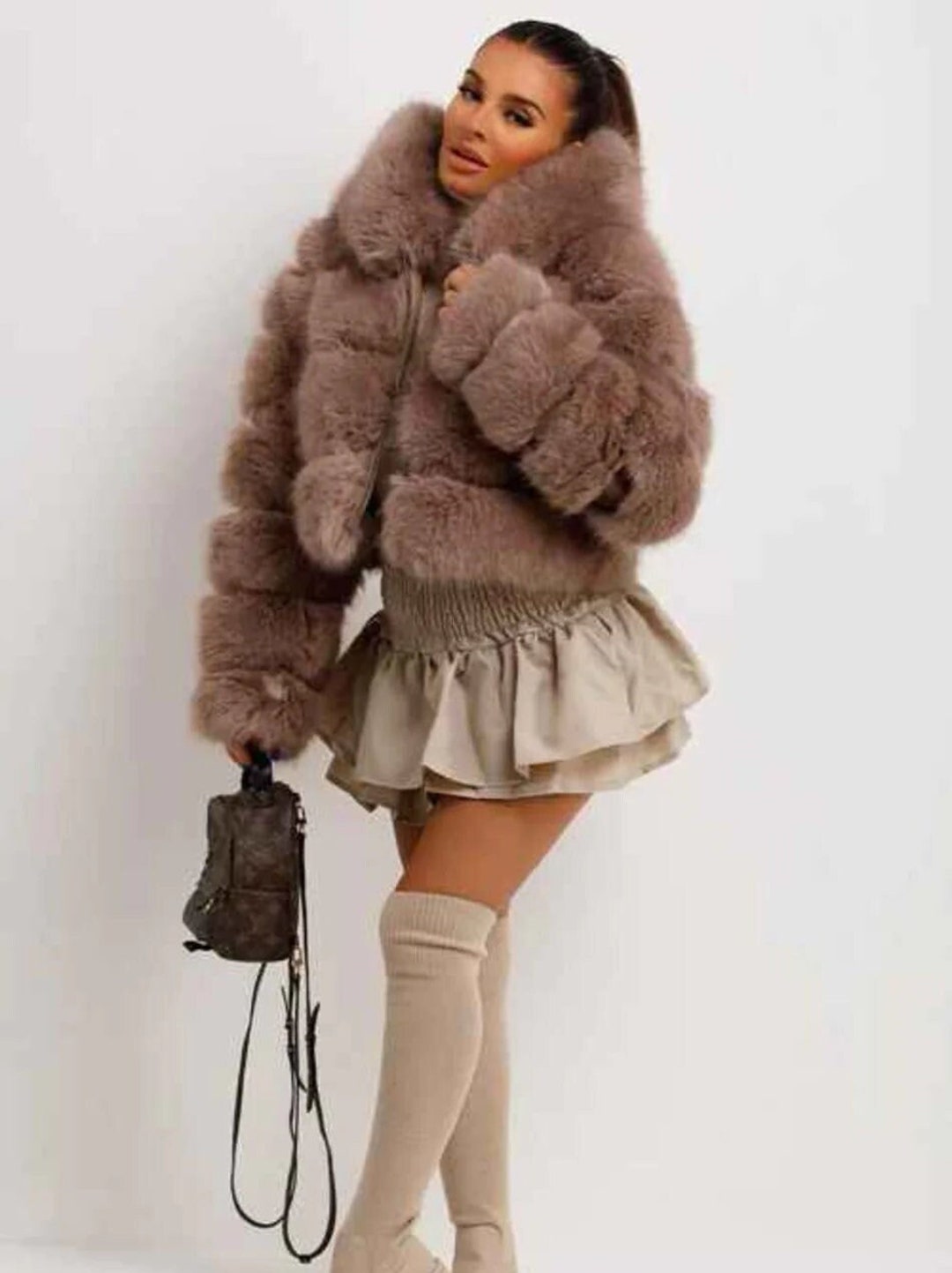 Cropped Faux Fur Winter Coat, Short Furry Jacket - Etsy