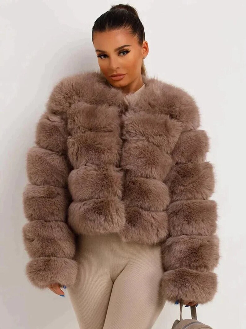 Cropped Faux Fur Winter Coat, Short Furry Jacket - Etsy