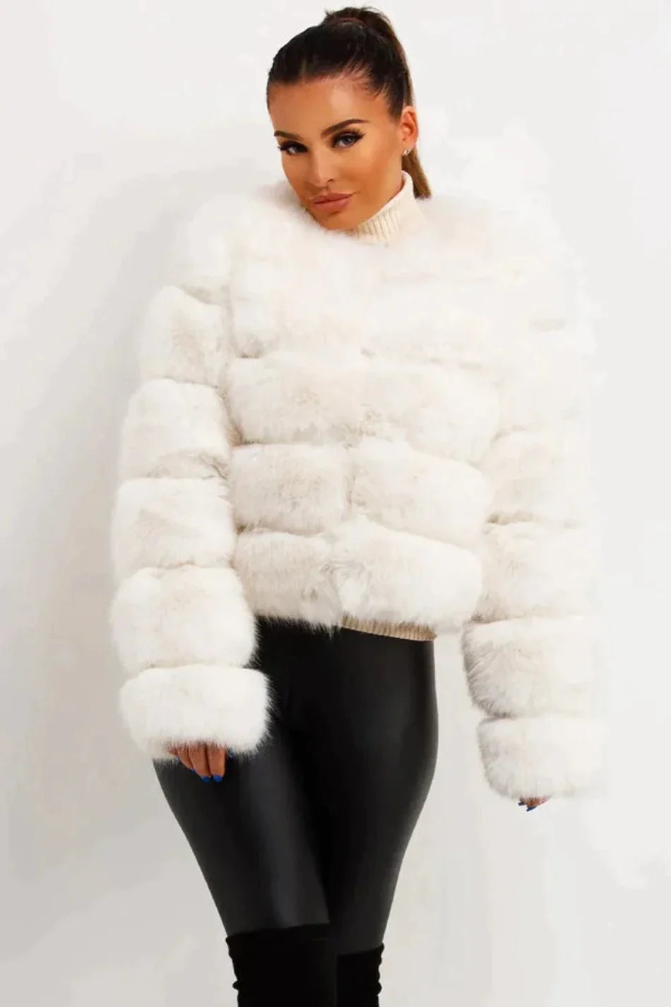 Cropped Faux Fur Winter Coat, Short Furry Jacket - Etsy
