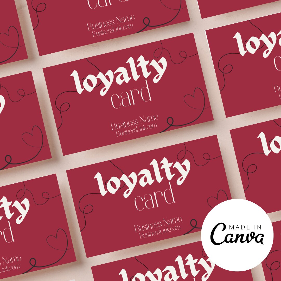 Red Loyalty Card Template Canva, Editable Customer Heart Card ...