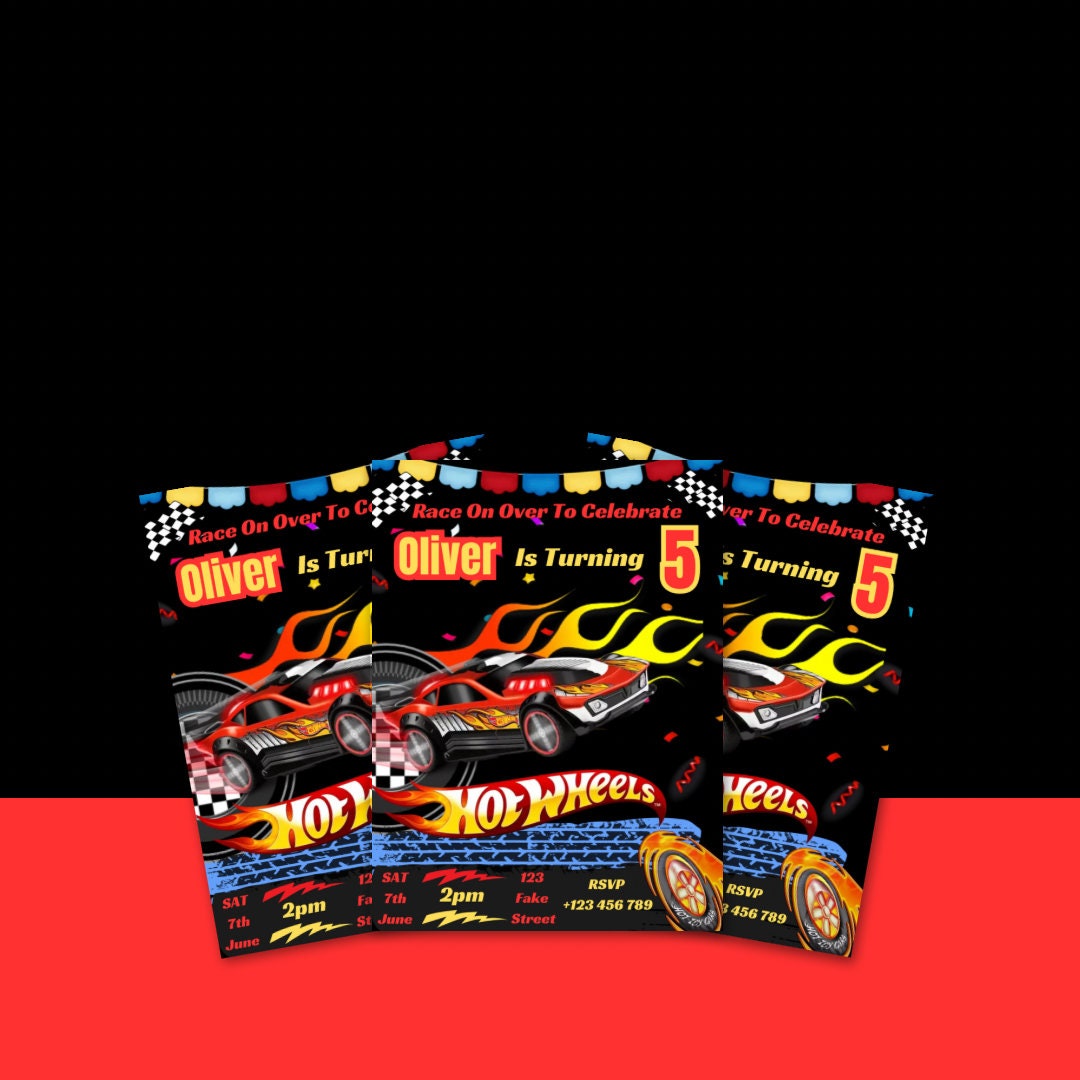 Hot Wheels Invitation, Race Cars Birthday Invitation, Hot Wheels ...