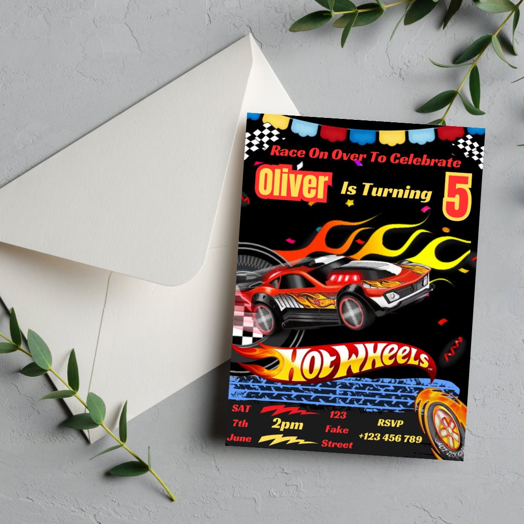 Hot Wheels Invitation, Race Cars Birthday Invitation, Hot Wheels ...