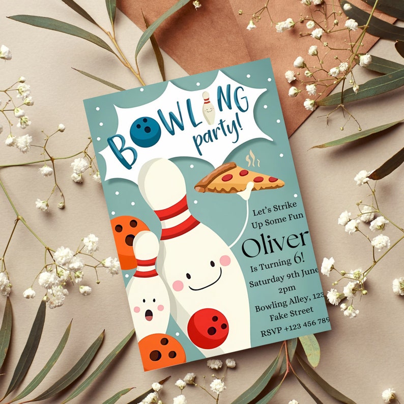Editable Bowling Birthday Invitation,bowling Invitation, Strike up Some ...