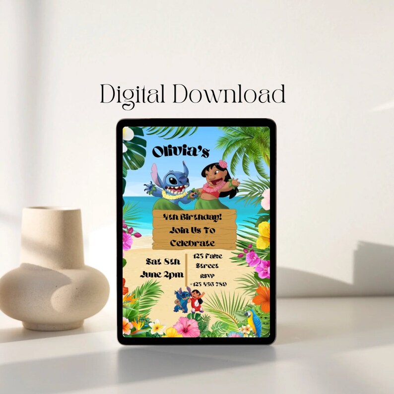 Editable Stitch Invitation, Stitch Birthday Invitation, Printable ...