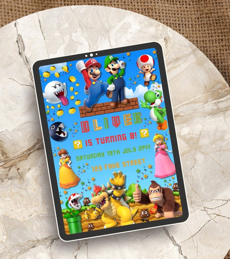 Mario Bros Invitation, Super Mario Birthday Invitation, Super Brothers ...