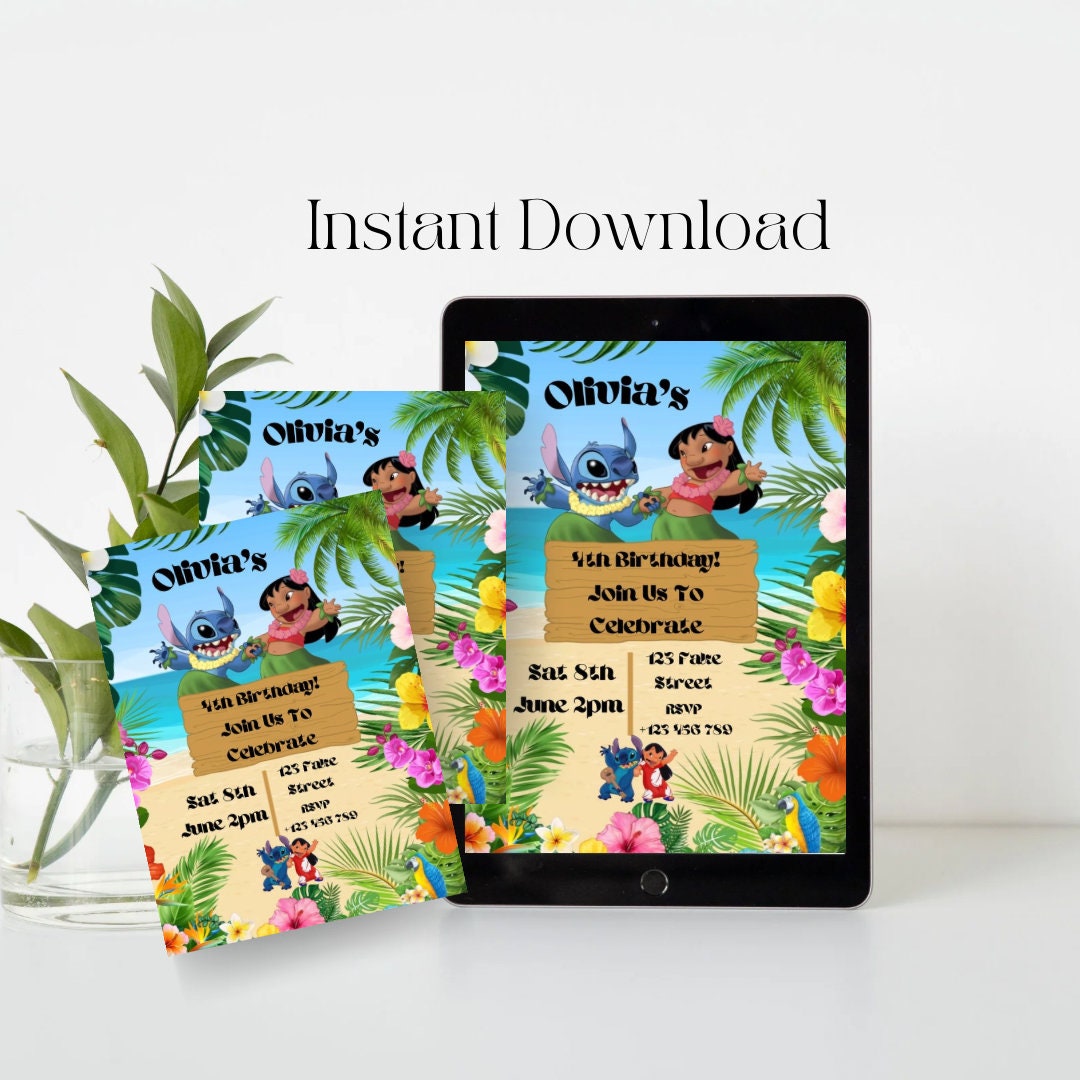 Editable Stitch Invitation, Stitch Birthday Invitation, Printable ...