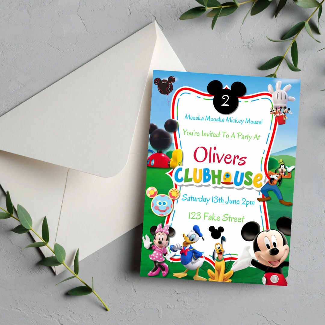 Mickey Mouse Clubhouse Birthday Invitation, Editable Mickey Invitation ...