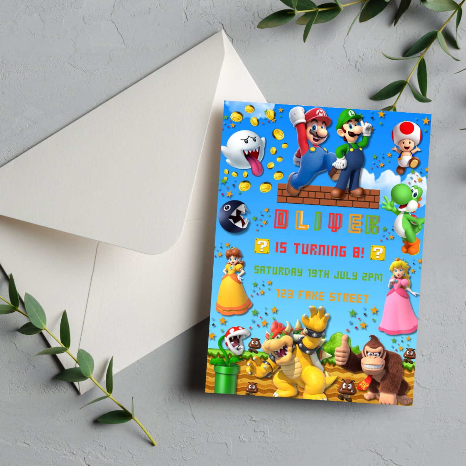 Mario Bros Invitation, Super Mario Birthday Invitation, Super Brothers ...