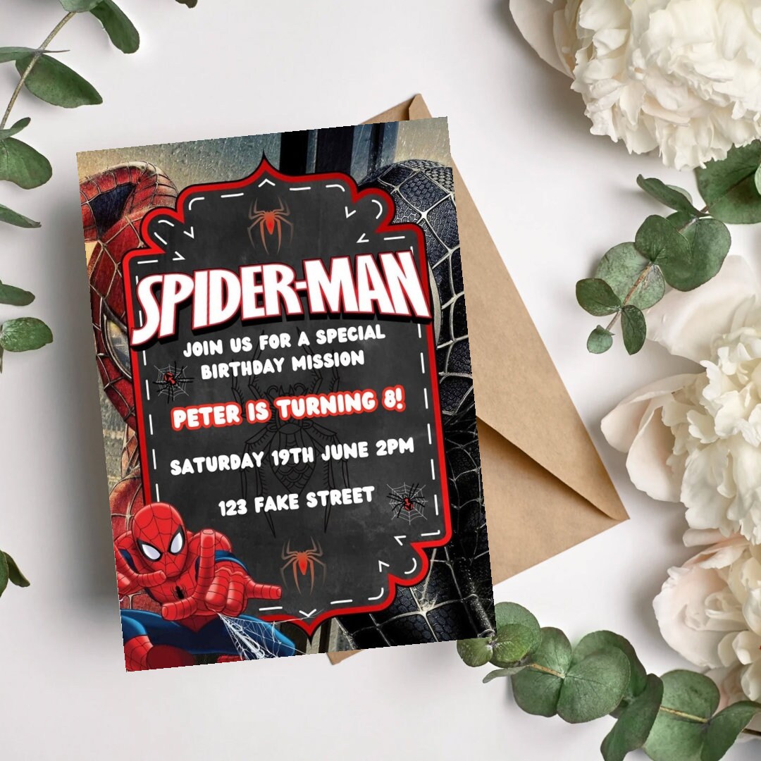 Spiderman Birthday Invitation Template Instant Download Printable ...
