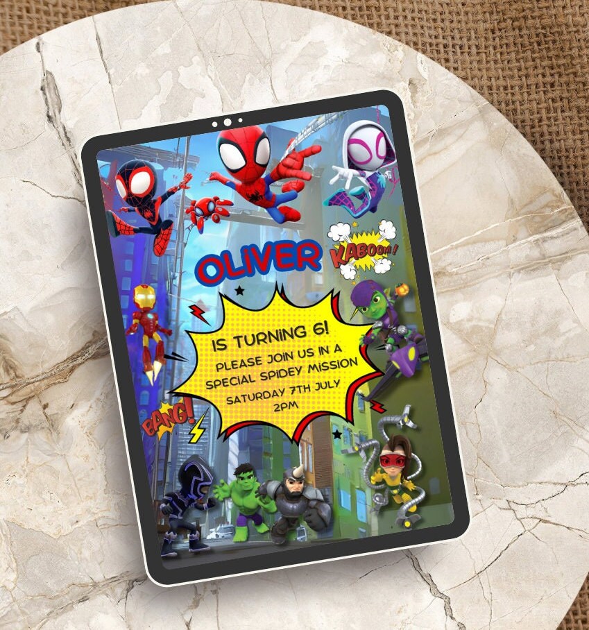 Editable Spidey Birthday Digital Invitation Spidey and His Amazing ...