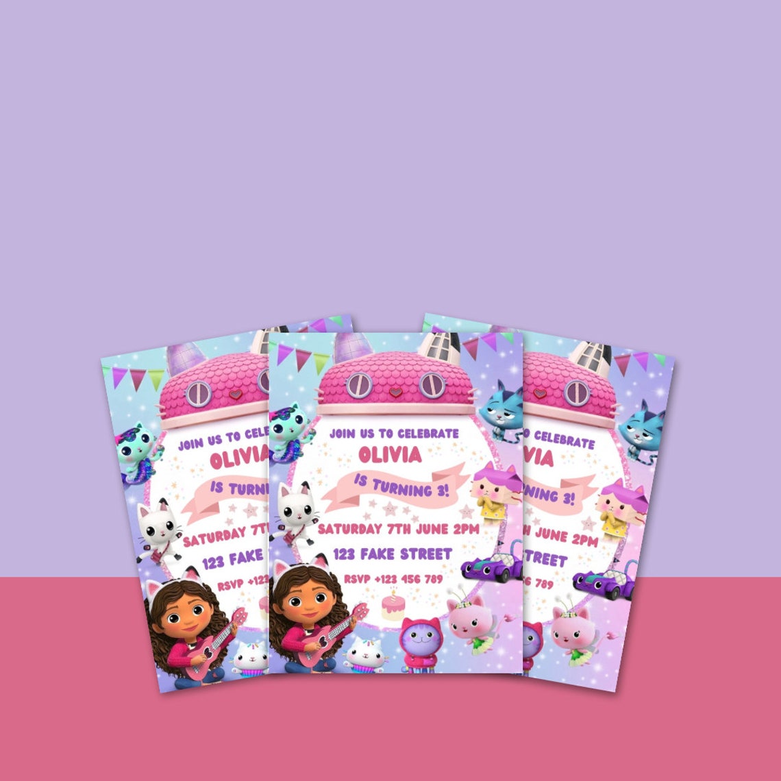 Editable Gabby's Dollhouse Birthday Invitation Template, Digital Gabbys ...