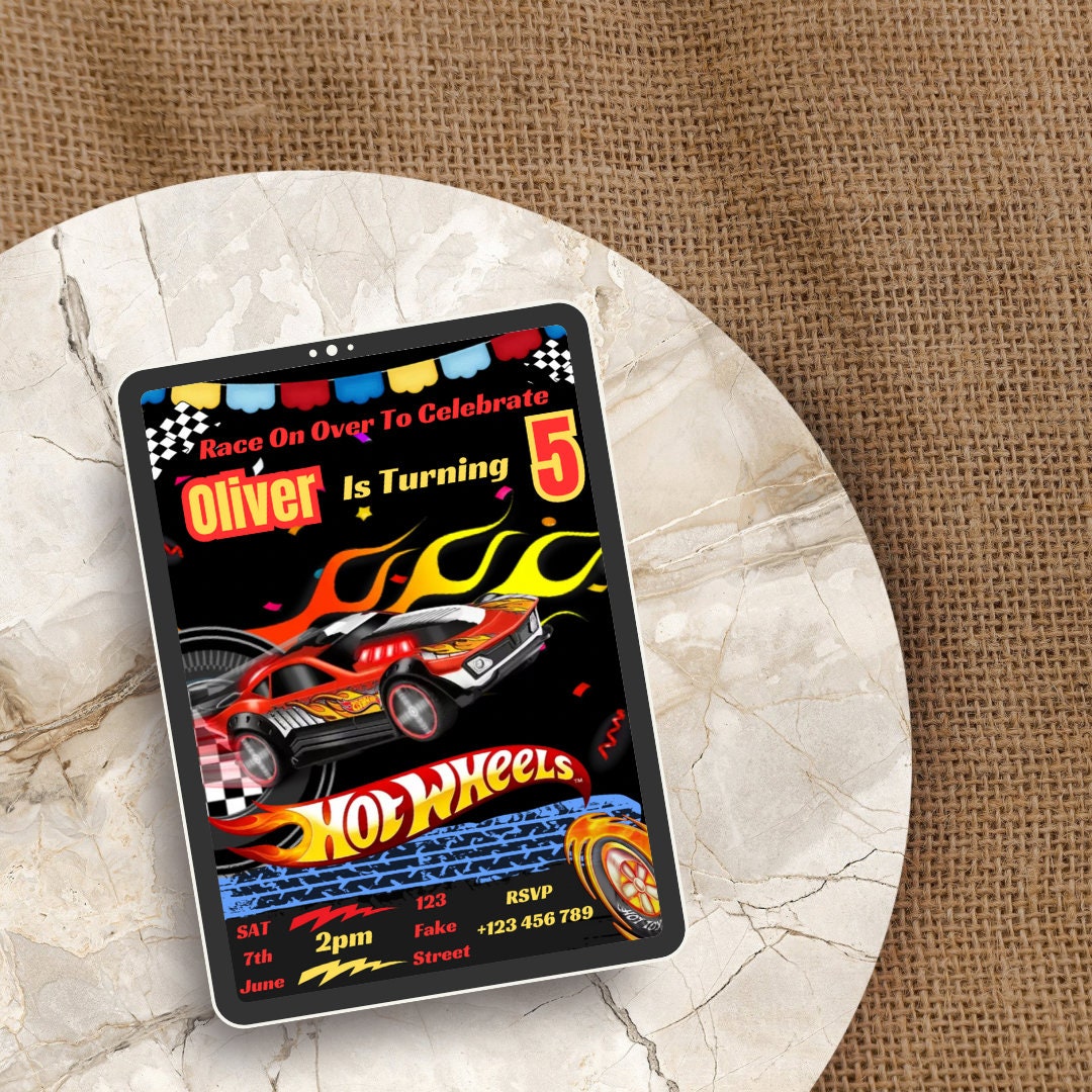 Hot Wheels Invitation, Race Cars Birthday Invitation, Hot Wheels ...