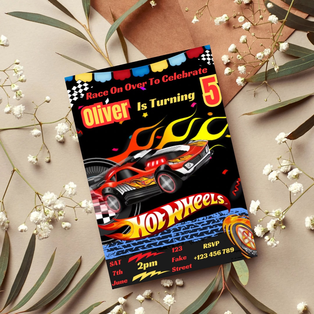Hot Wheels Invitation, Race Cars Birthday Invitation, Hot Wheels ...