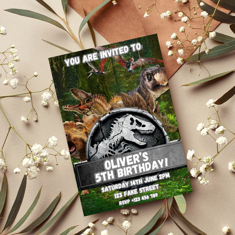 Jurassic World Birthday Invitation Template Dinosaur Party Jurassic Park Kids Birthday Theme ...