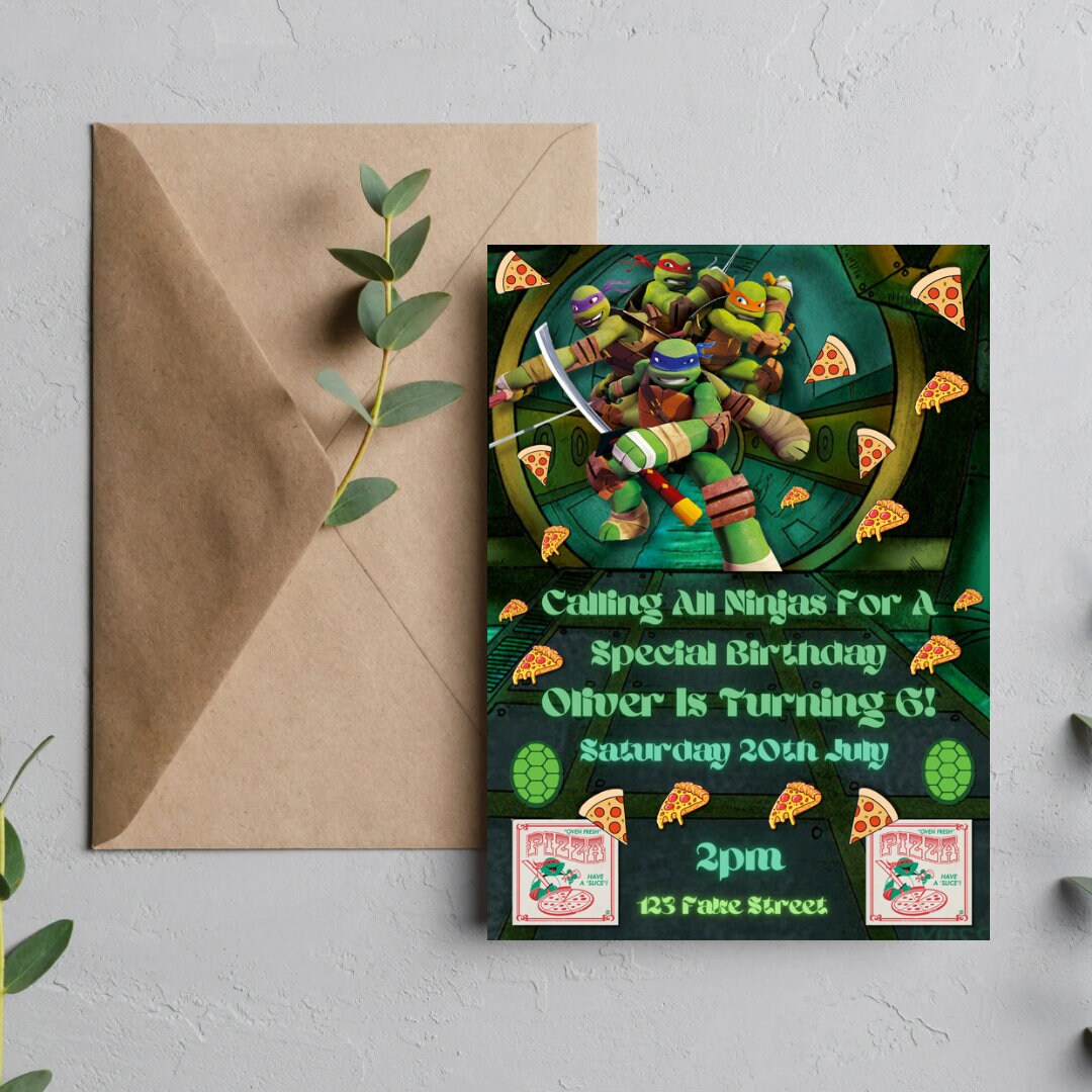 TMNT Invitation, Teenage Mutant Ninja Turtles Invitation, TMNT Birthday ...