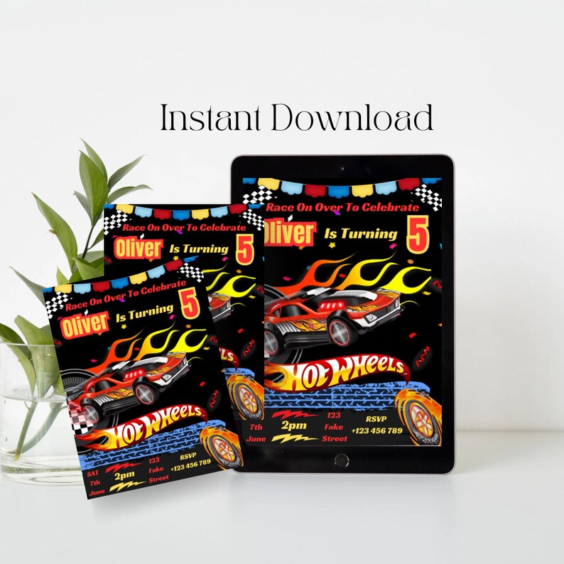Hot Wheels Invitation, Race Cars Birthday Invitation, Hot Wheels ...