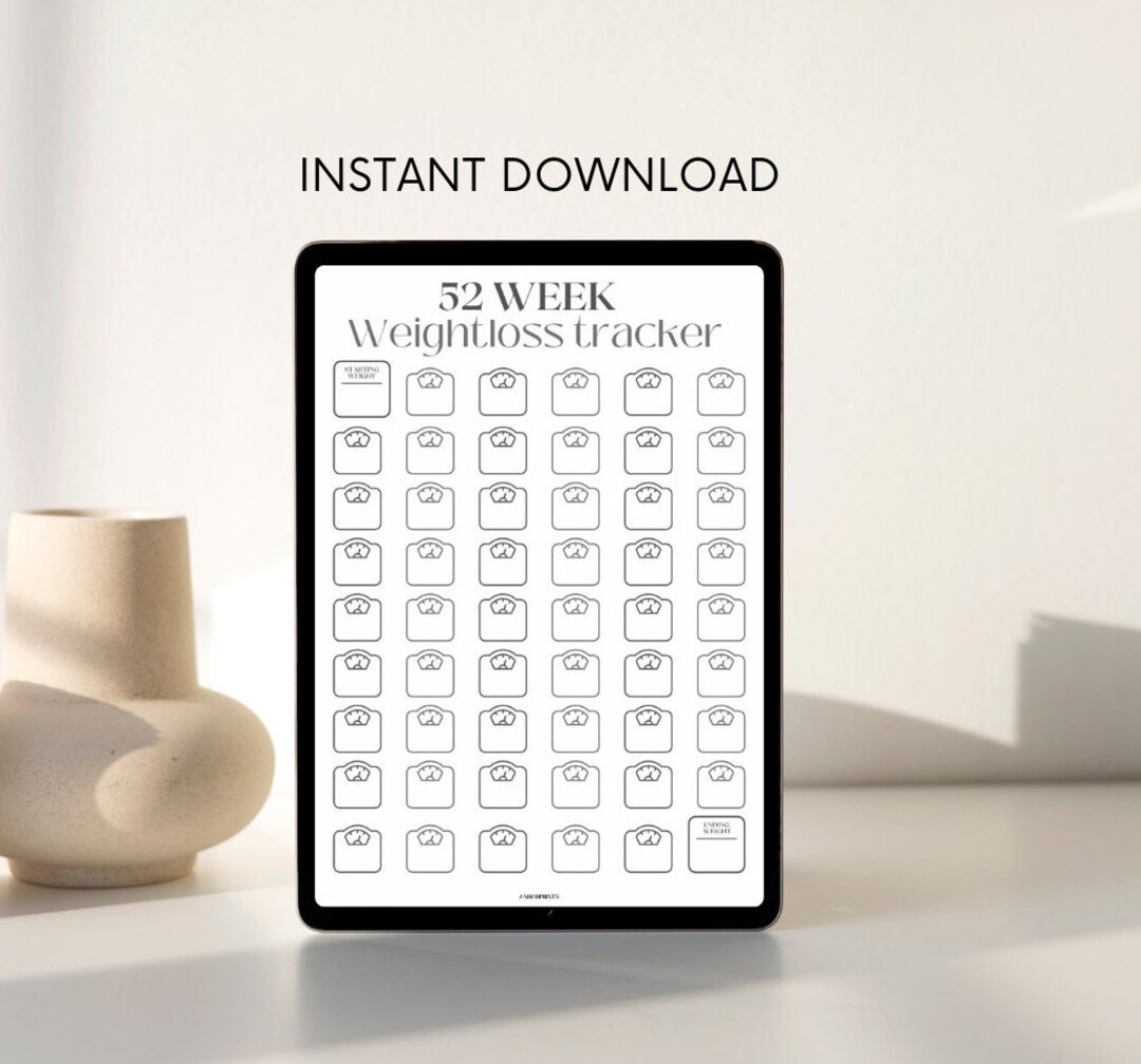 Printable Weight Loss Tracker, Digital Weekly Weight Tracker, Weekly Weigh In, Weight Loss Chart ...