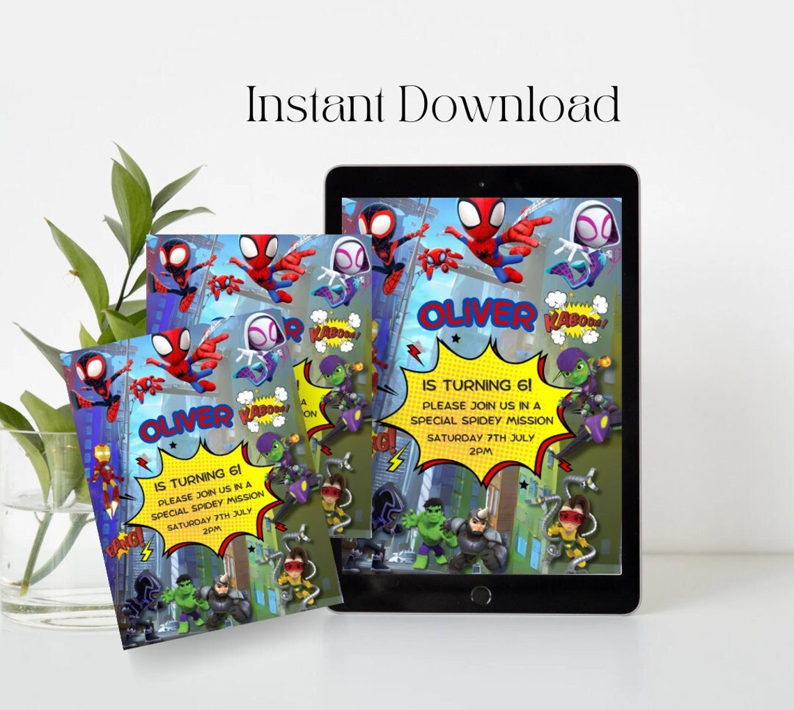 Editable Spidey Birthday Digital Invitation Spidey and His Amazing ...