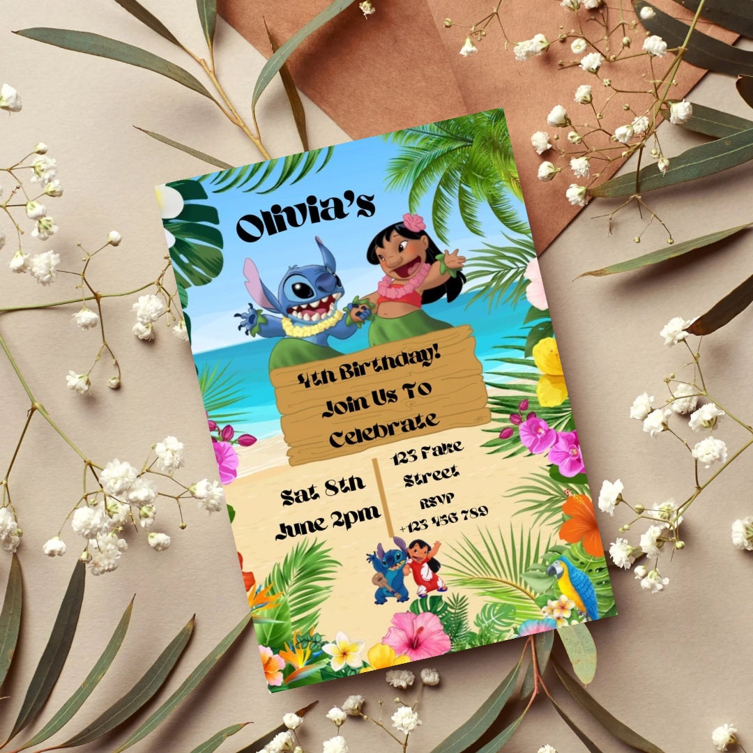 Editable Stitch Invitation, Stitch Birthday Invitation, Printable ...