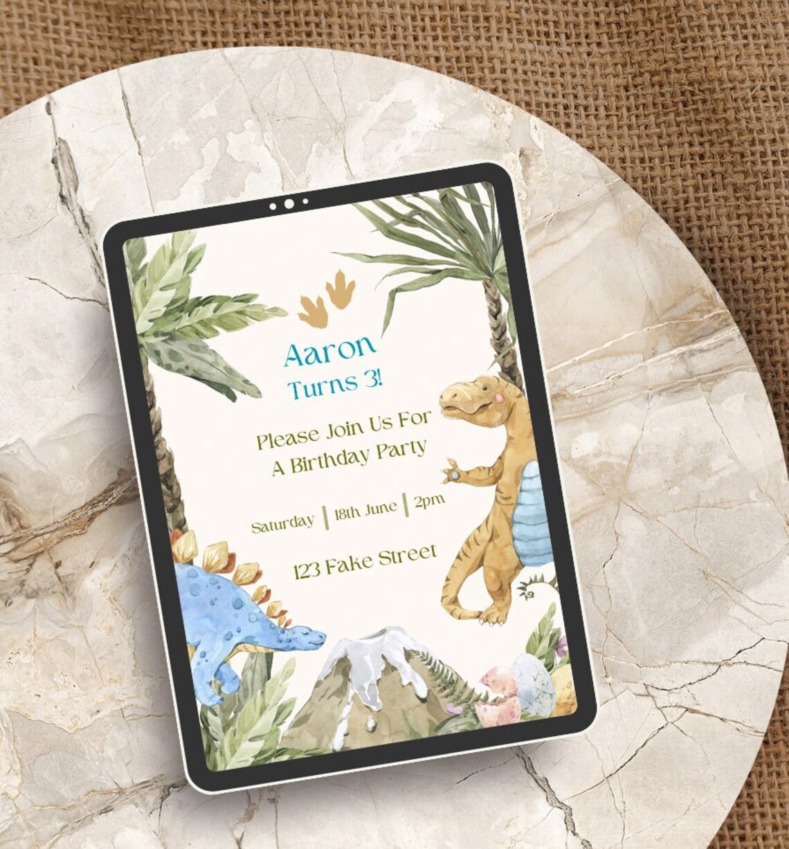 Editable Dinosaur Birthday Party Invitation Template, Dinosaur Birthday ...