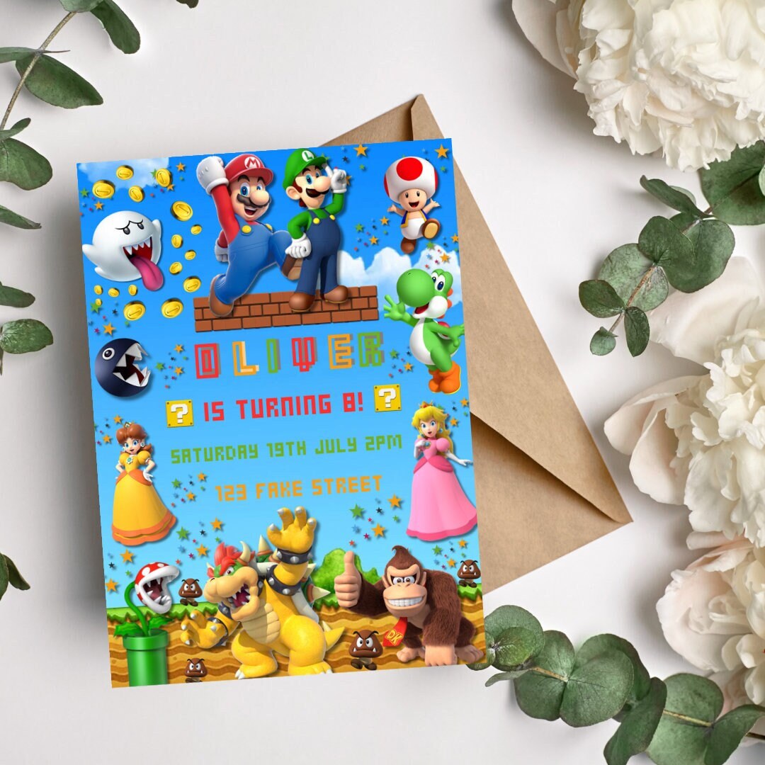 Mario Bros Invitation, Super Mario Birthday Invitation, Super Brothers ...