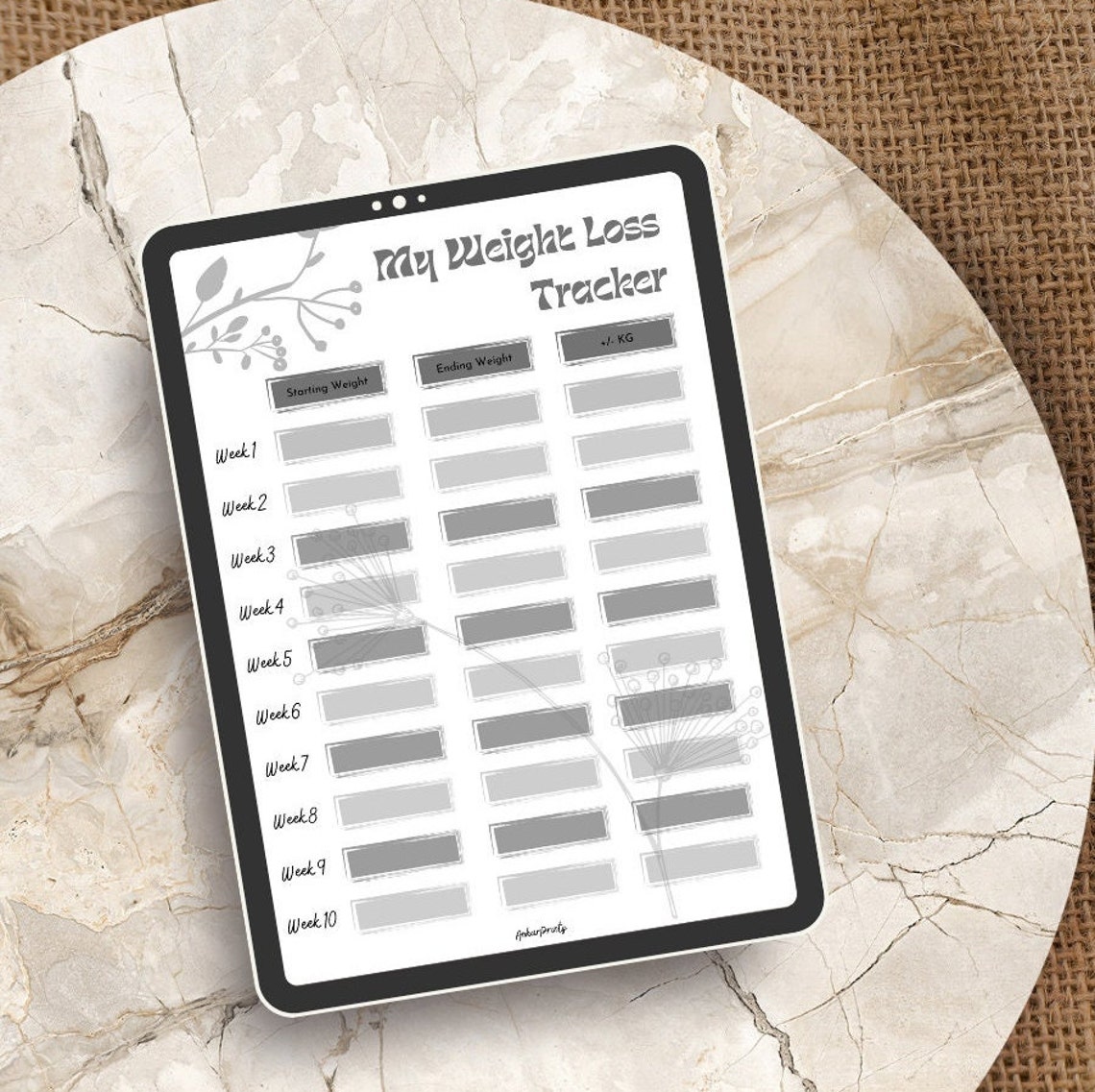 Printable Weight Loss Tracker, Digital Weekly Weight Tracker, Weekly Weigh In, Weight Loss Chart ...