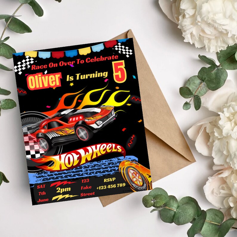 Hot Wheels Invitation, Race Cars Birthday Invitation, Hot Wheels ...