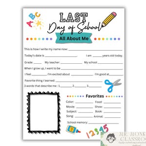 Back to School Printable, Back to School Questionnaire, School ...