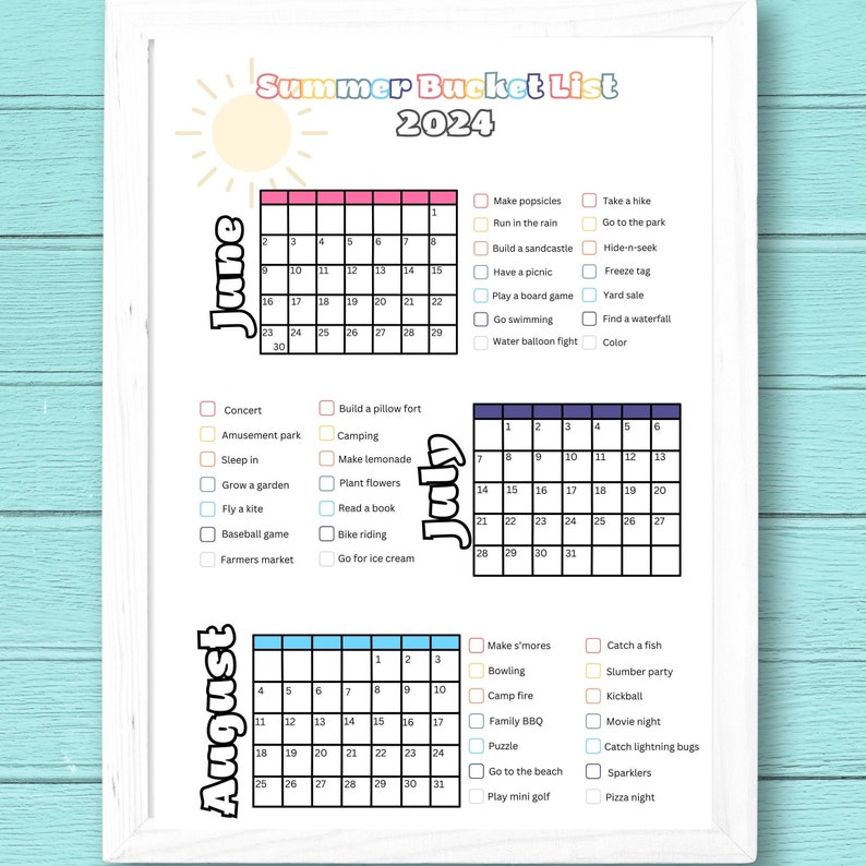 Editable Summer Countdown Poster 2024 Printable Bucket List Kids ...