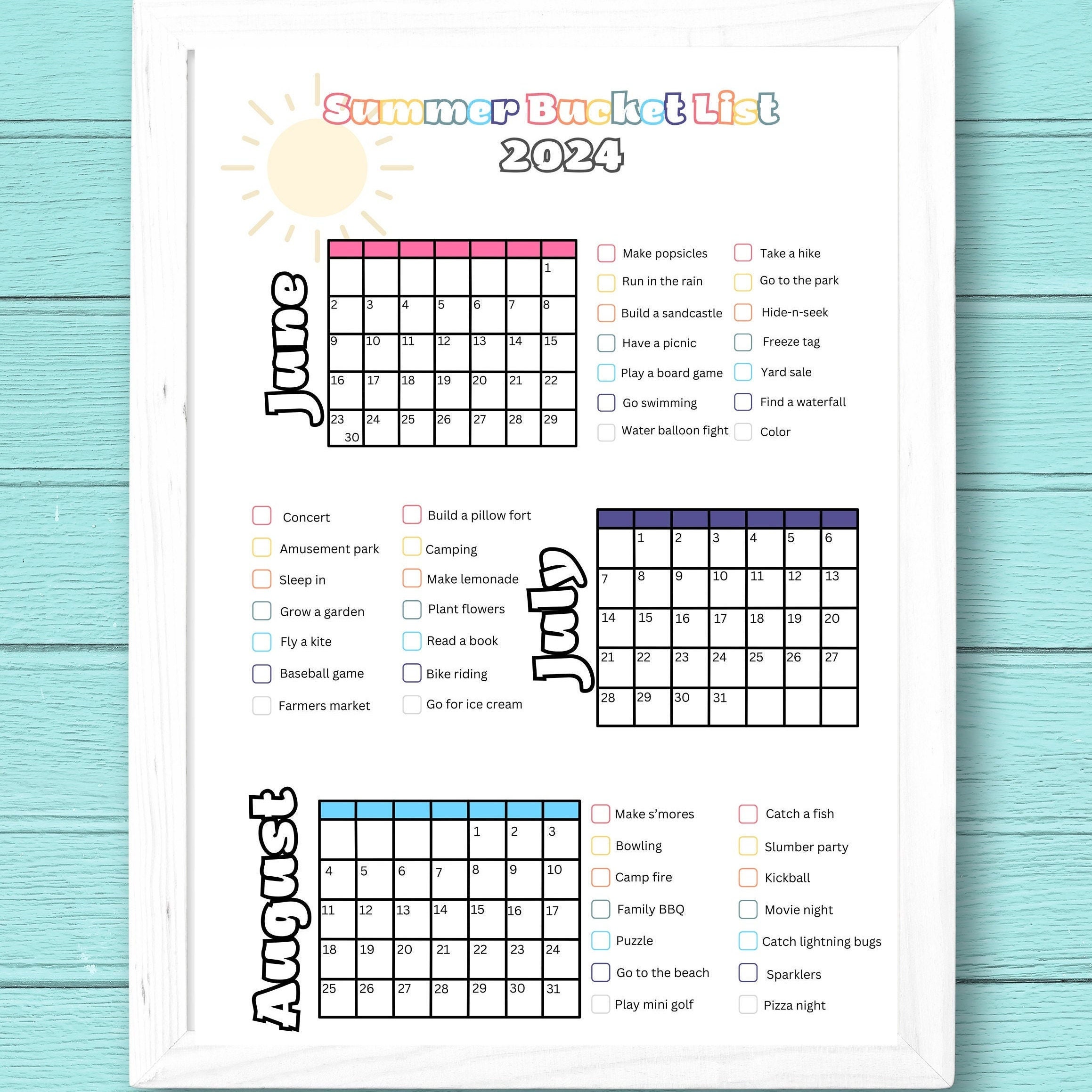 Editable Summer Countdown Poster 2024 Printable Bucket List Kids ...