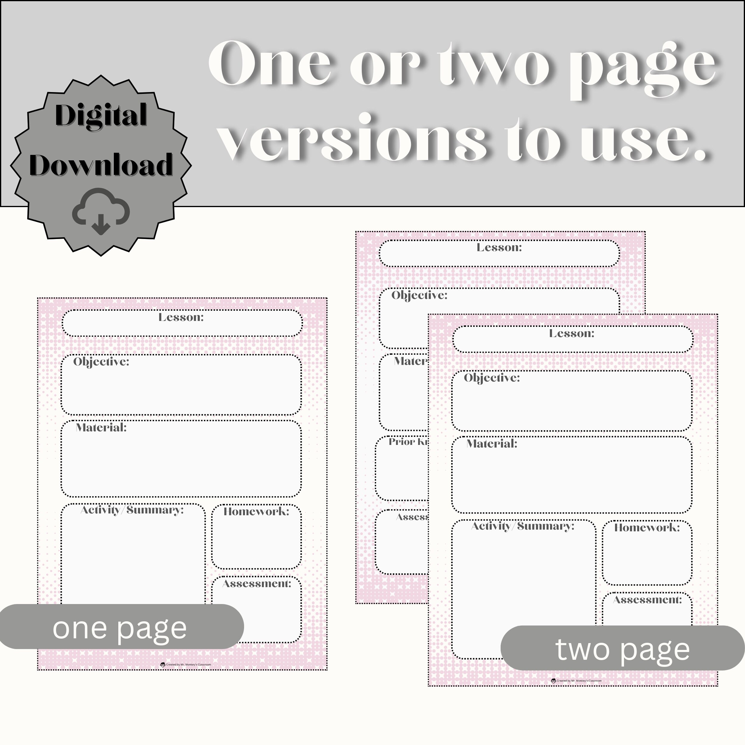 Pixel Lesson Plan Template, Lesson Planner Printable, Homeschool ...