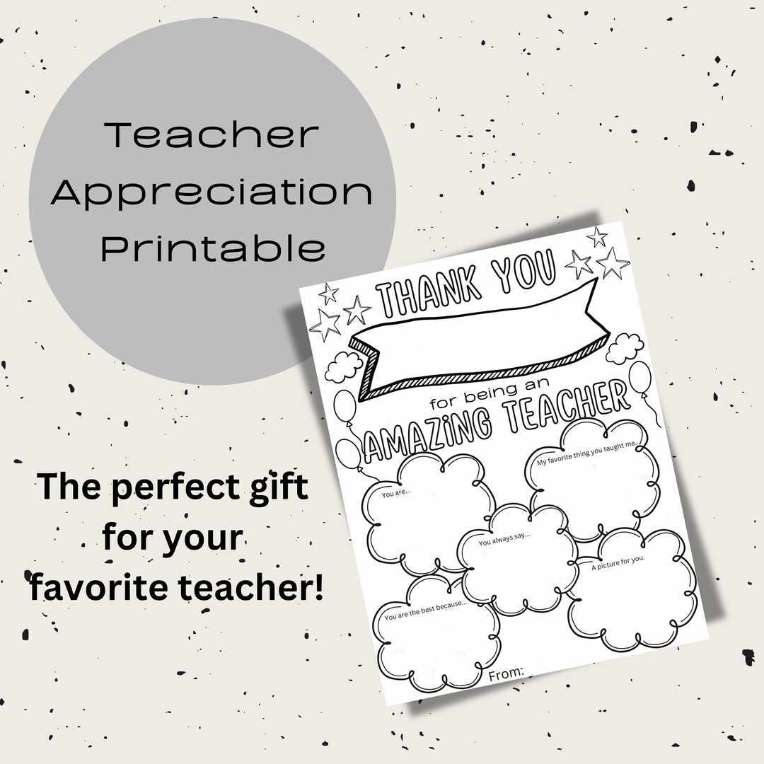 Teacher Appreciation Printable for Teacher Appreciation Week Gift ...