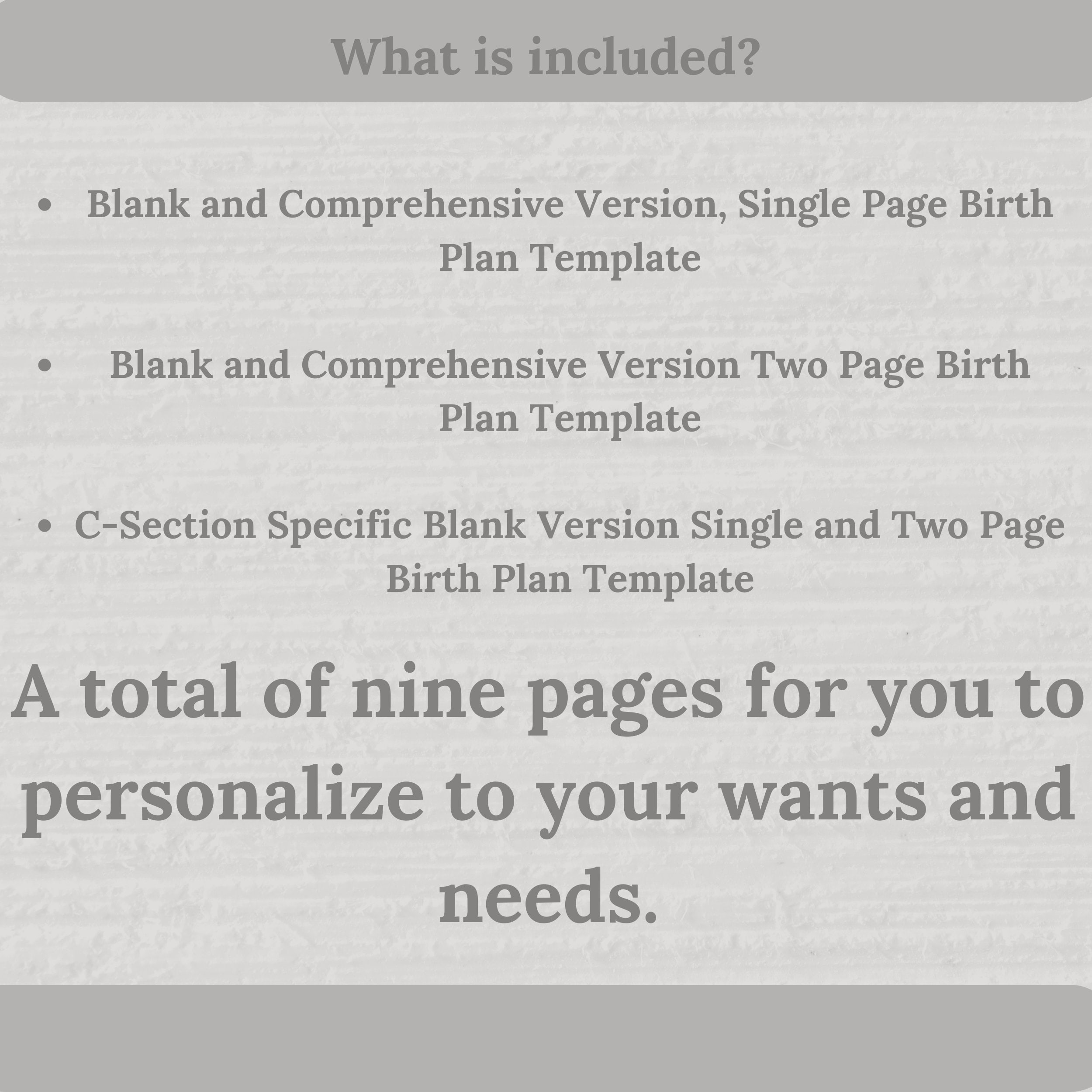 Editable Birth Plan Template, Csection Birth Plan Template for ...
