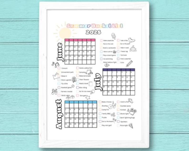 Editable Summer Countdown Poster 2025 Printable Bucket List Kids ...