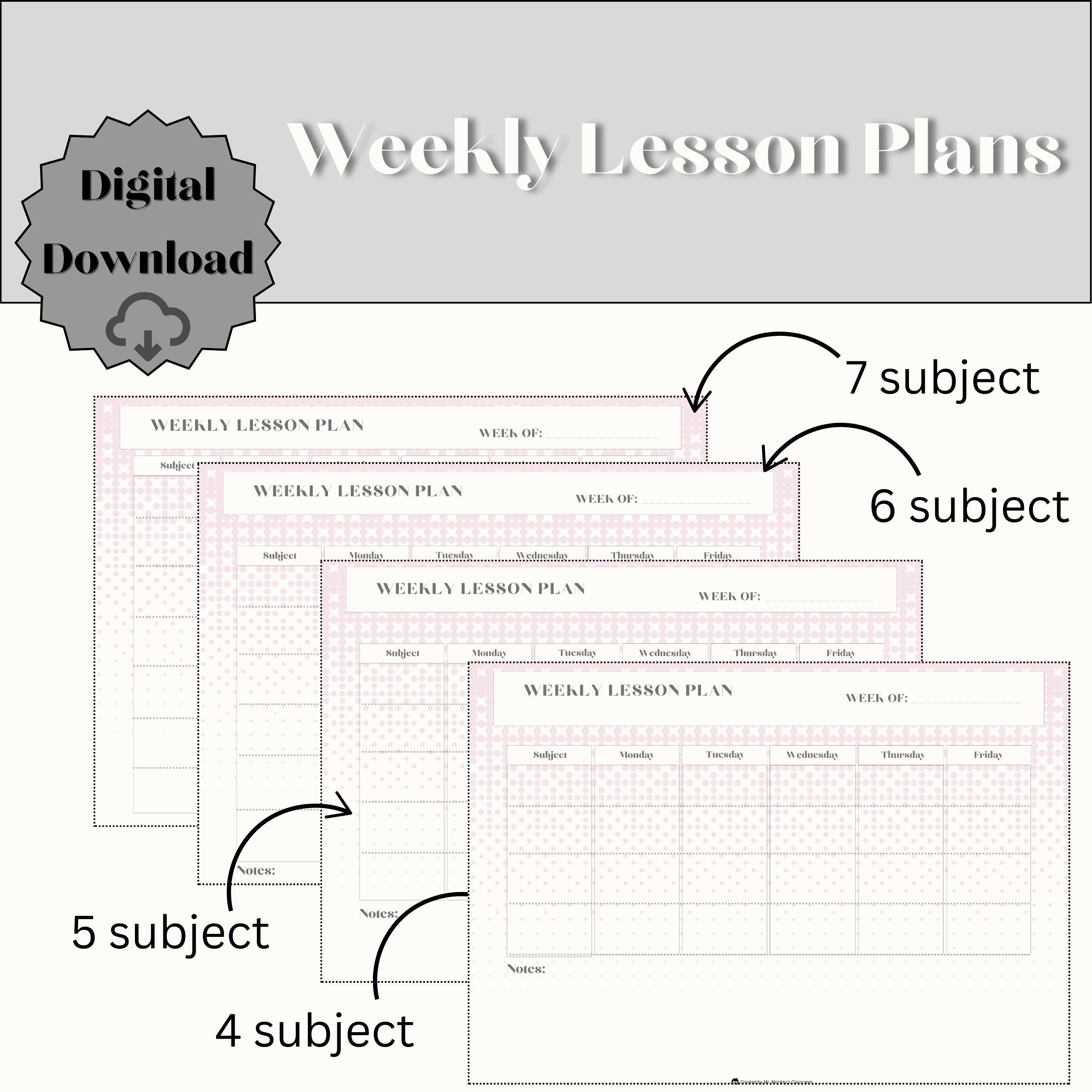 Pixel Lesson Plan Template, Lesson Planner Printable, Homeschool ...
