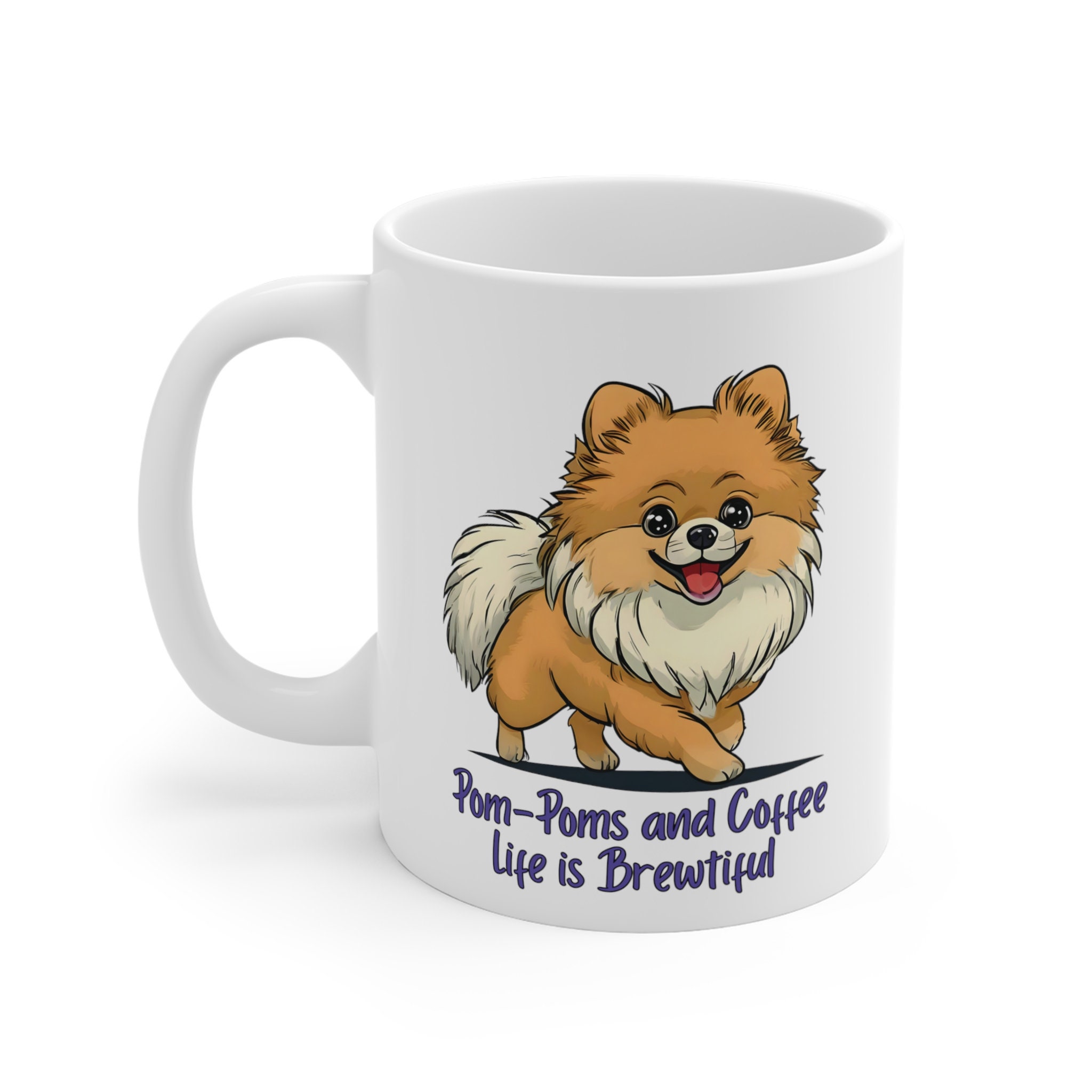 Funny Dog Mug, Pom-poms and Coffee, Cute Dog Mug, Pomeranians, Coffee ...