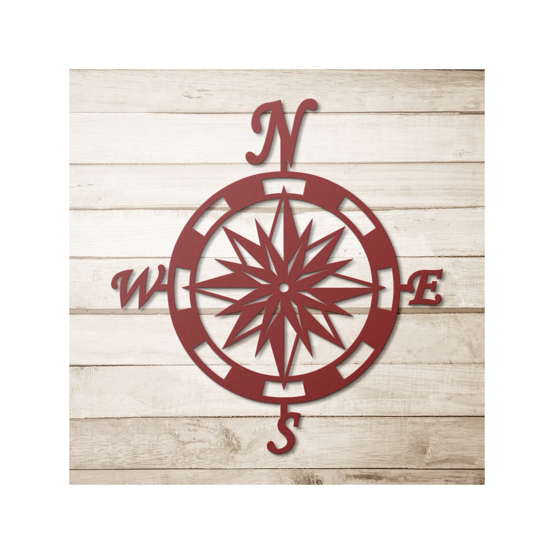 Nautical Compass Metal Wall Art Steel Sign Coastal Nautical Decor ...