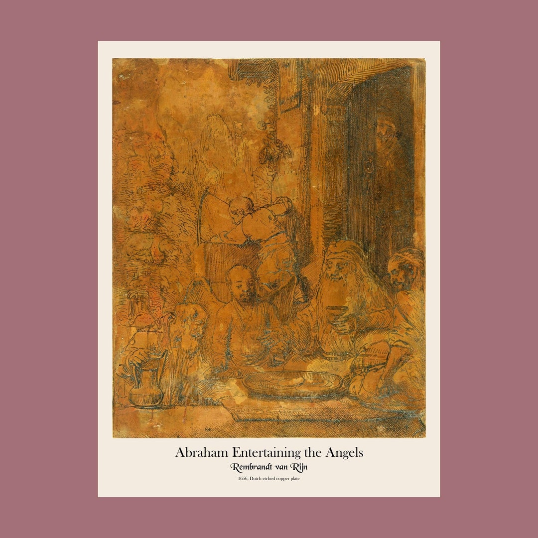 Abraham Entertaining Angels Rembrandt Large Poster Art Print Historical ...