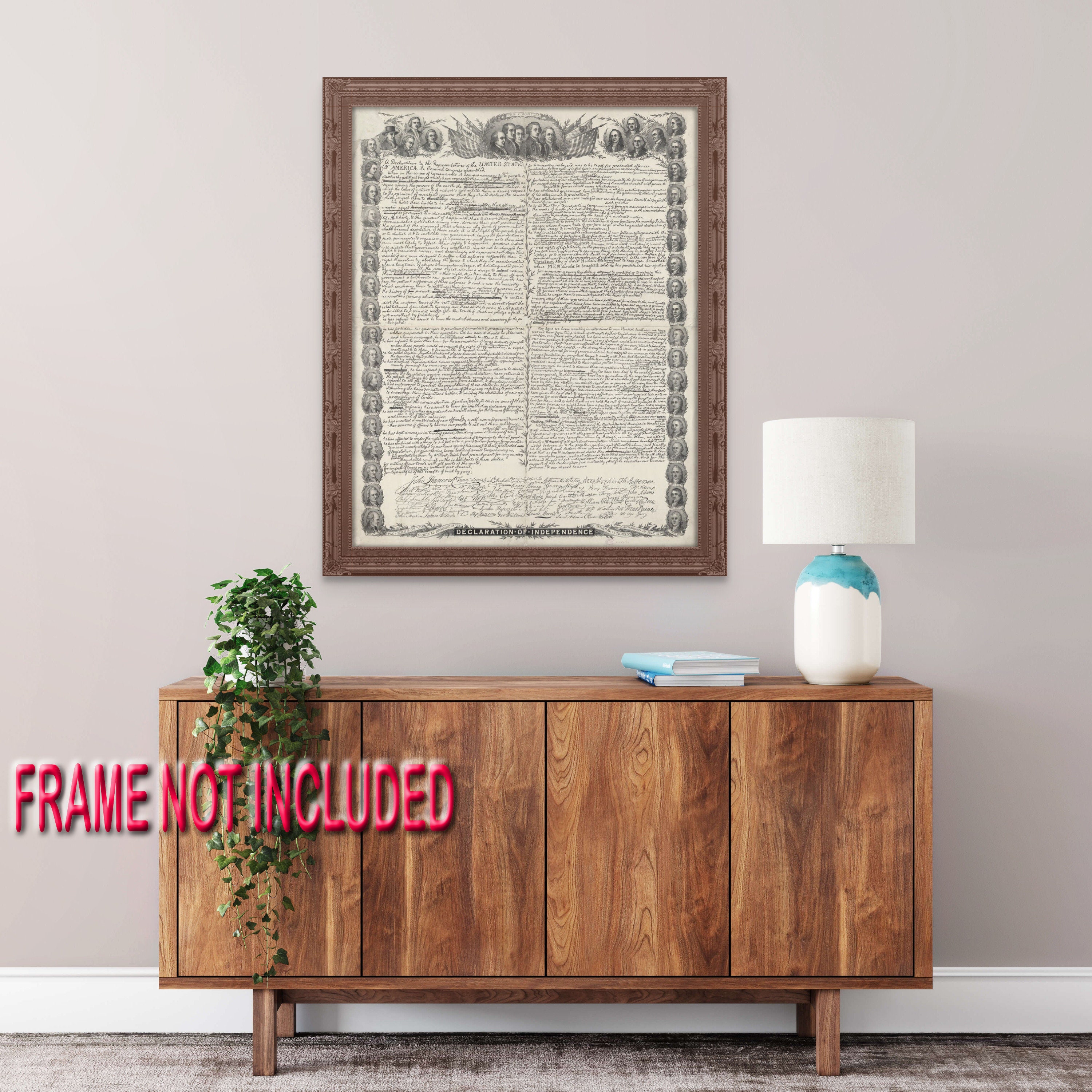 Illustrated Draft Declaration of Independence Replica Art Print ...