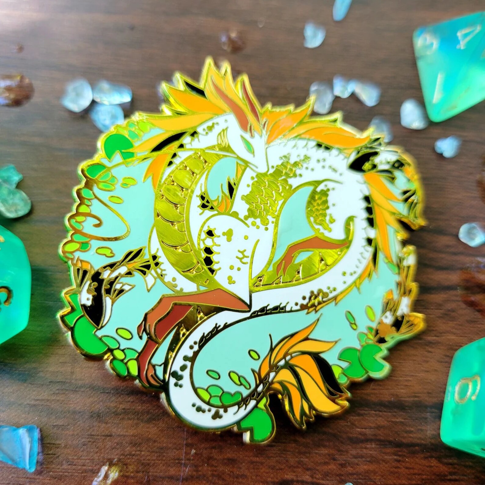 Koi Fish Dragon of the Pond - Hard Enamel, Large Pin, Copper/gold ...