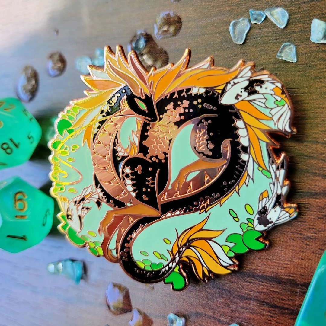 Koi Fish Dragon of the Pond - Hard Enamel, Large Pin, Copper/gold ...