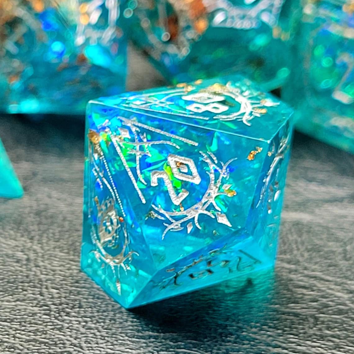 Aquatic Treasures - Dragon Dice Set - Dnd Polyhedral Sharp Edge Resin ...