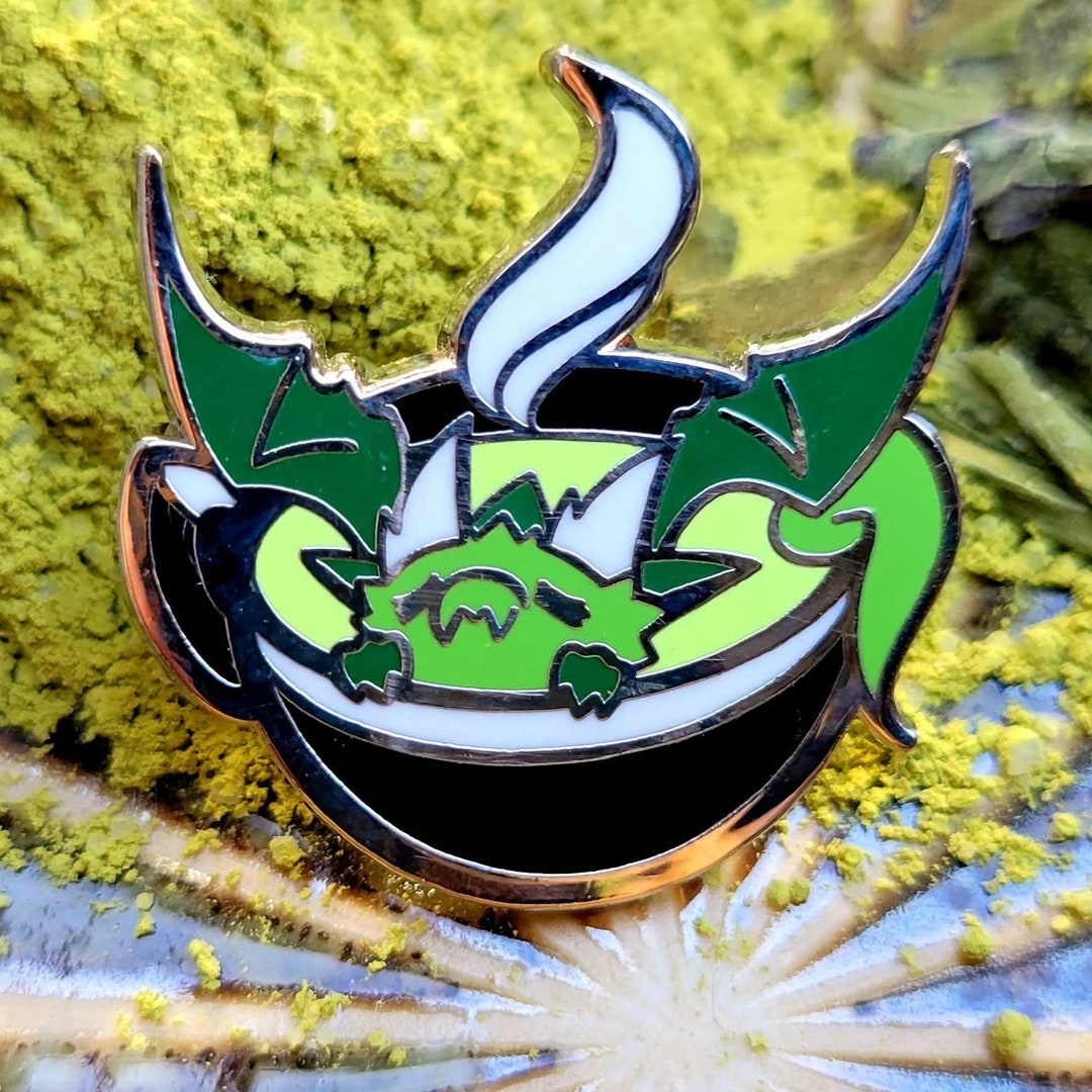 Little Green Tea Dragon - Dragon Tea Bath - Small Enamel Pin - Etsy