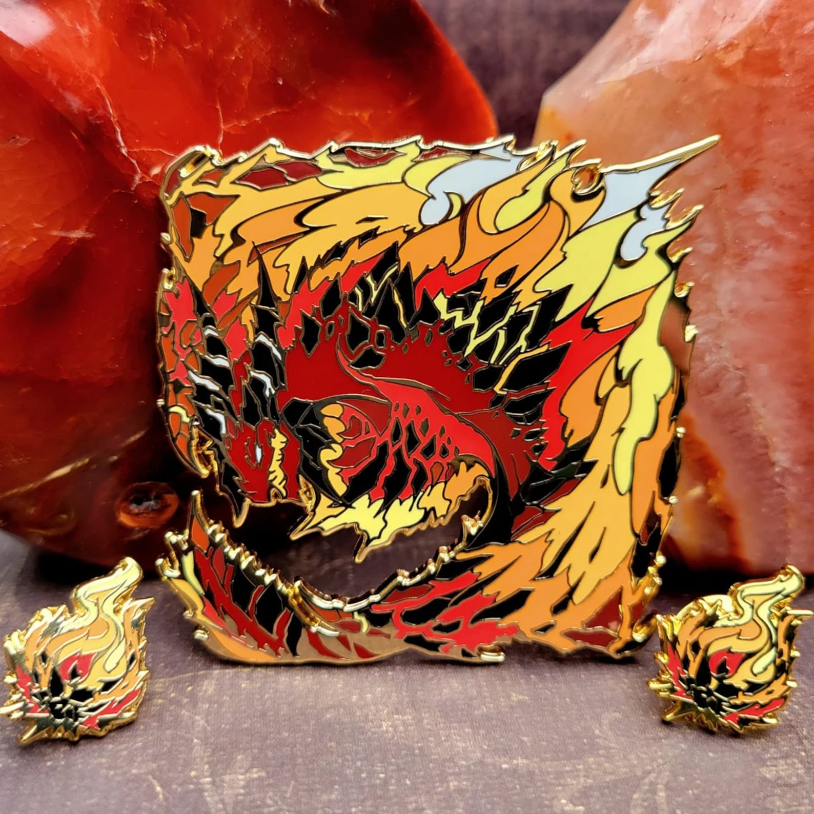 Fire Elemental - Dragon Enamel Pins - Flame Gold - Etsy