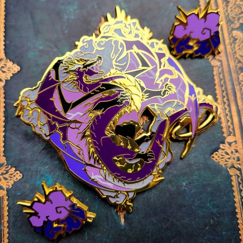 Thunder Storm Dragon - Lightning Storm Dragon Enamel Pin - Etsy