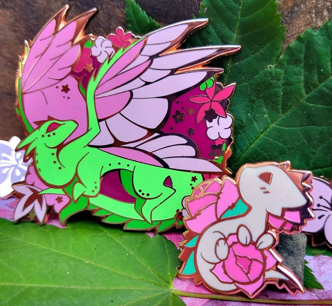 Spring Dragon Rose Dragon Enamel Pin - the Four Seasons Flower Pink ...